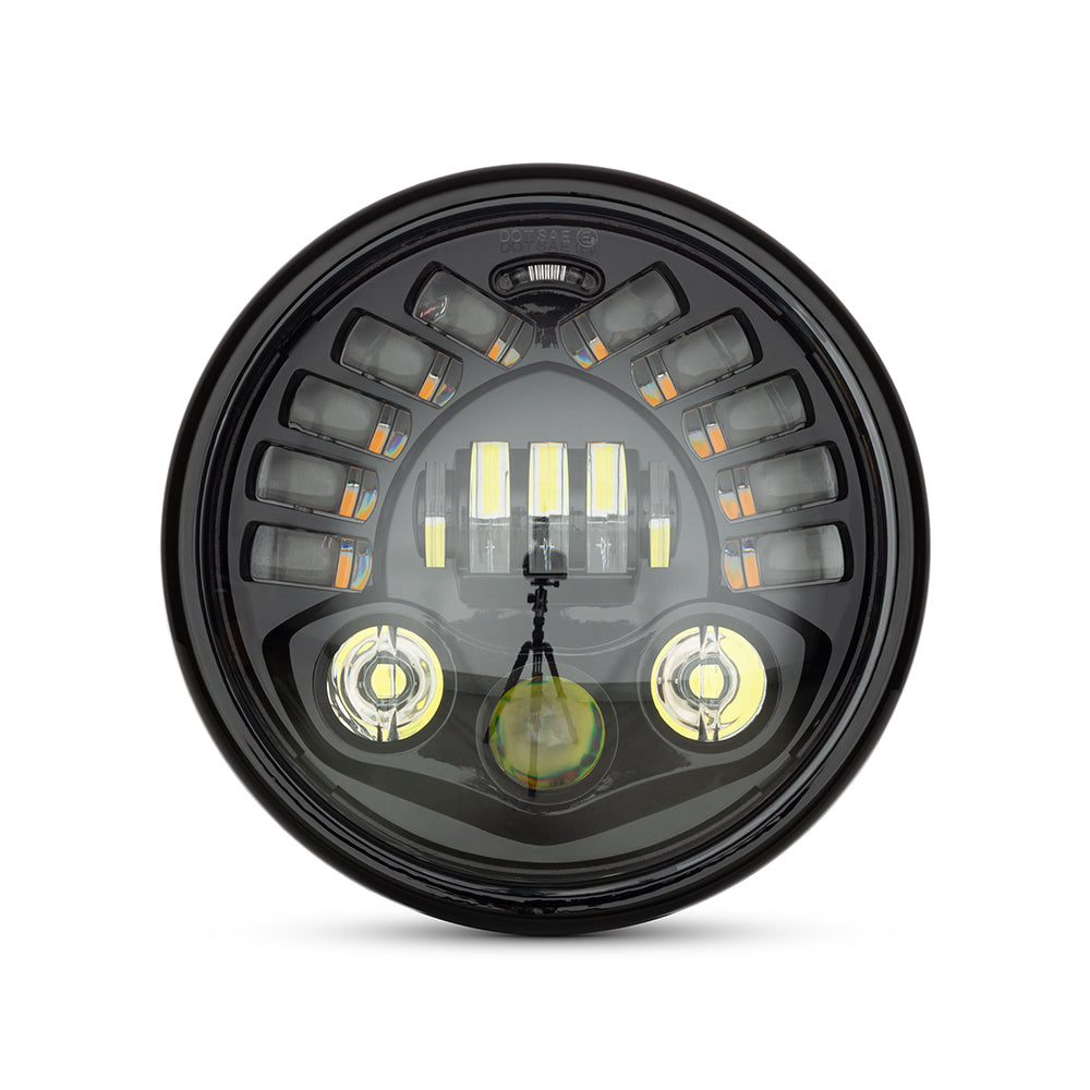 Max-Inc 7.7 Inch Gloss Black Short Metal LED MOD Integrated Headlight ...