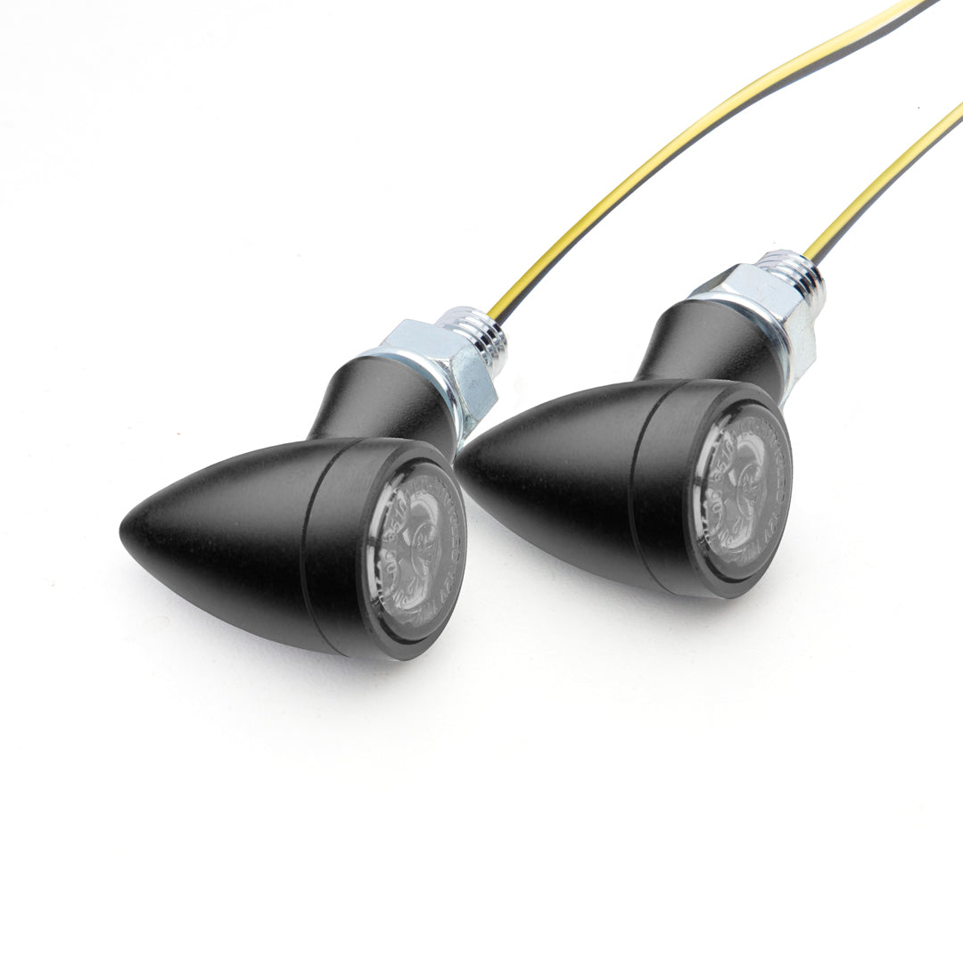 Micro Bullet LED Turn Signals/Indicators - Black - Smoke Lens - Cast A ...