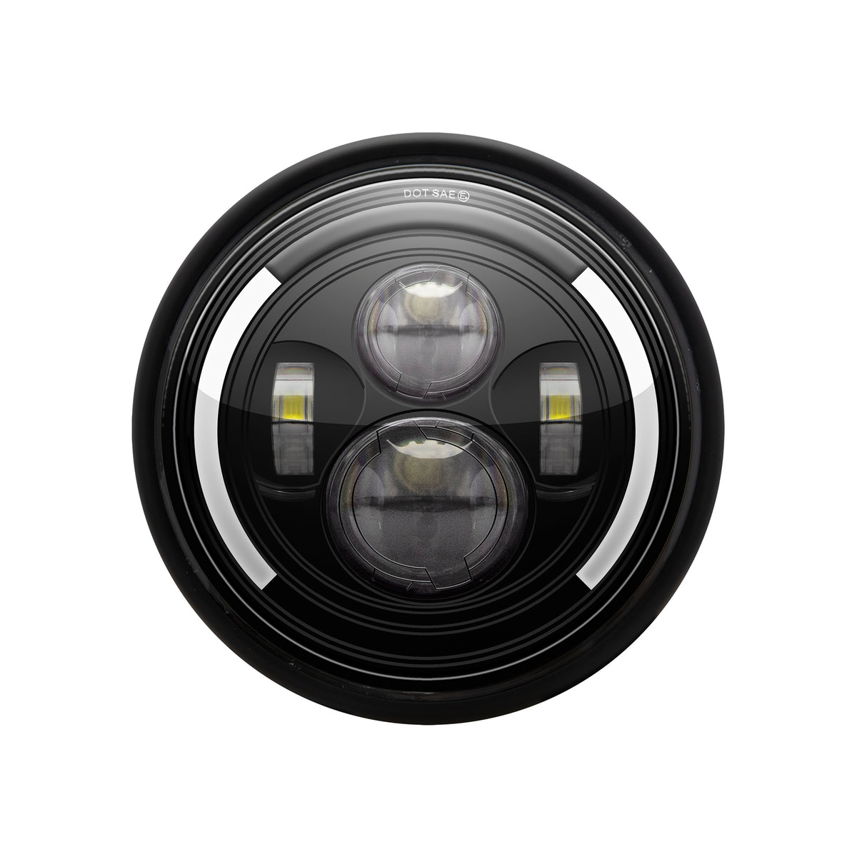 Max-Inc 7.7 Inch Matt Black Short Metal LED Integrated Headlight w/ Ha ...